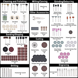 Rotary Tool Accessories Kit, Longmate 544pcs Rotary Tool Bit Set 1/8-inch Shank Attachments for Easy Cutting, Grinding, Sanding, Sharpening, Carving, Polishing, Engraving for Woodworking, Glass, Metal