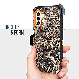 Thousandgear Designed for Samsung Galaxy A13 5G Holster Belt Clip Case Shockproof Heavy Duty Tough Hybrid Case Triple Protective Anti-Shock Resistant Mobile Phone Built in Screen Protector (Camo)