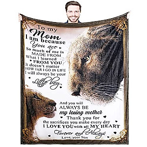 MOTNSA Blanket to My Mom from Son Printed Quilts Fleece Blankets Birthday Gift Ultra-Soft Micro Light Weight Warm Bed Plush Throw Blanket (to Mom from Son, 50"x60")