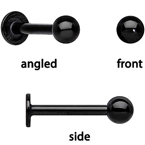 Body Candy 16G Black Anodized Steel 3PC Tragus Earring Women Helix Red Rose Cartilage Stud Earring Set 1/4"