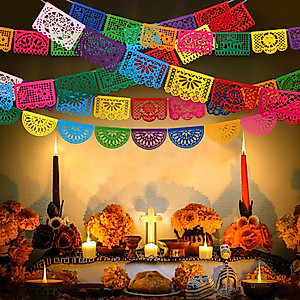 Oudain 10 Pack Fiesta Party Decoration Mexican Party Banners 164 Ft Felt Cinco de Mayo Papel Picado Banner for Mexican Theme Day of The Dead Dia De Los Muertos Party Supplies