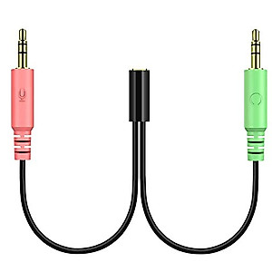 D & K Exclusives Headphone Mic Splitter Adapter for Laptop Dual 3.5mm Male to 3.5mm Female Headphone Mic Audio Y Splitter Cable Smartphone Computer Headset to PC Adapter