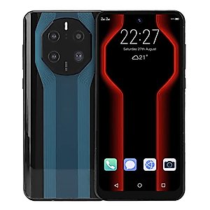 Yunseity 3G Smartphone, Mate50 RS 6.6in Face Unlock Mobile Phone, 4GB RAM 64GB ROM Quad Core, 24MP 32MP Dual Camera, 5000mAh Battery, 2.4G 5G Dual Band WiFi Dual Sim Cell Phone for Android (Black)