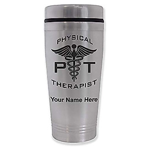 LaserGram 16oz Commuter Mug, PT Physical Therapist, Personalized Engraving Included