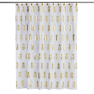 SKL Home by Saturday Knight Ltd. Gilded Pineapple Shower Curtain, White 72.00" x 70.00"