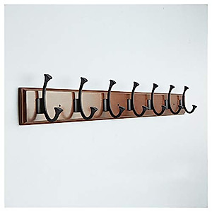 rUrEu Coat Rack Hook Wall Mounted,Modern Coat Hook Hanger with Metal Hook, for Door Entryway Bathroom Kitchen Bedroom/Wood Color/7 Hooks