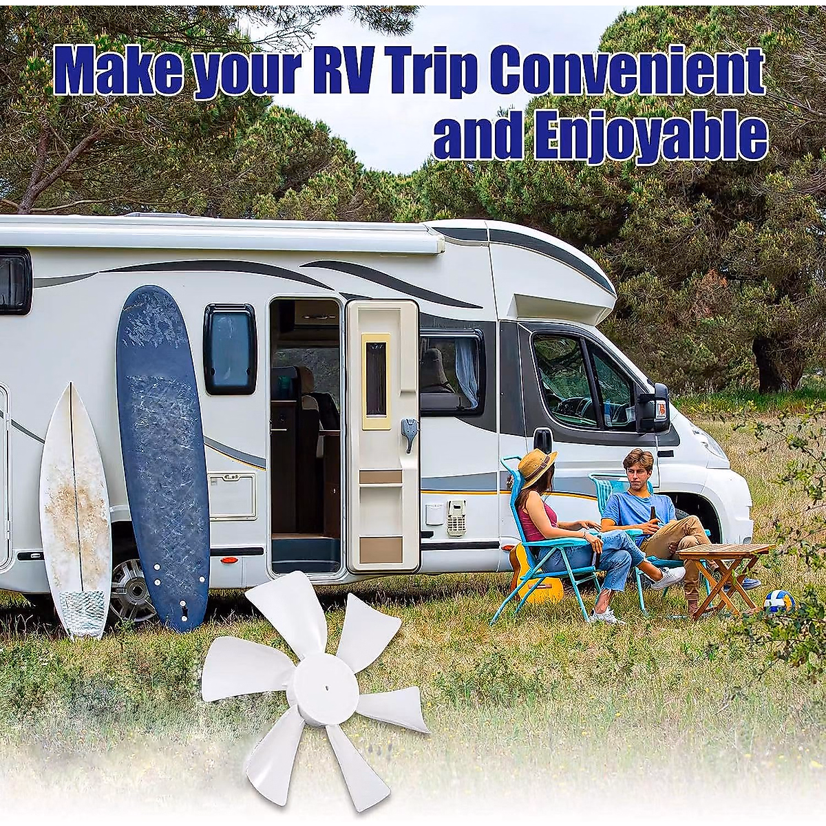 SVNR 6" RV Vent Fan, 2 Pack RV Bathroom Vent Fan Blades Replacement for RV Fan, Fits for Heng's, Elixir, Ventline, Jensen roof Vents, Range Hoods or Any 12 Volt Motor with a 0.094-inch D-Shaped Shaft