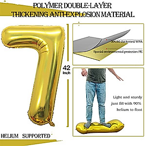 GOER 42 Inch Gold Number 70 Balloon,Jumbo Foil Helium Balloons for 70th Birthday Party Decorations and 70th Anniversary Event
