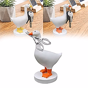 Magnetic Goose Key Holder, Magnetic Goose Statue for Key Hanger, Cute Duck Funny Desk Decor, Magnetic Key Holder Hanging Rack Ornament for Keys Glasses Home Decor -Orange Duck