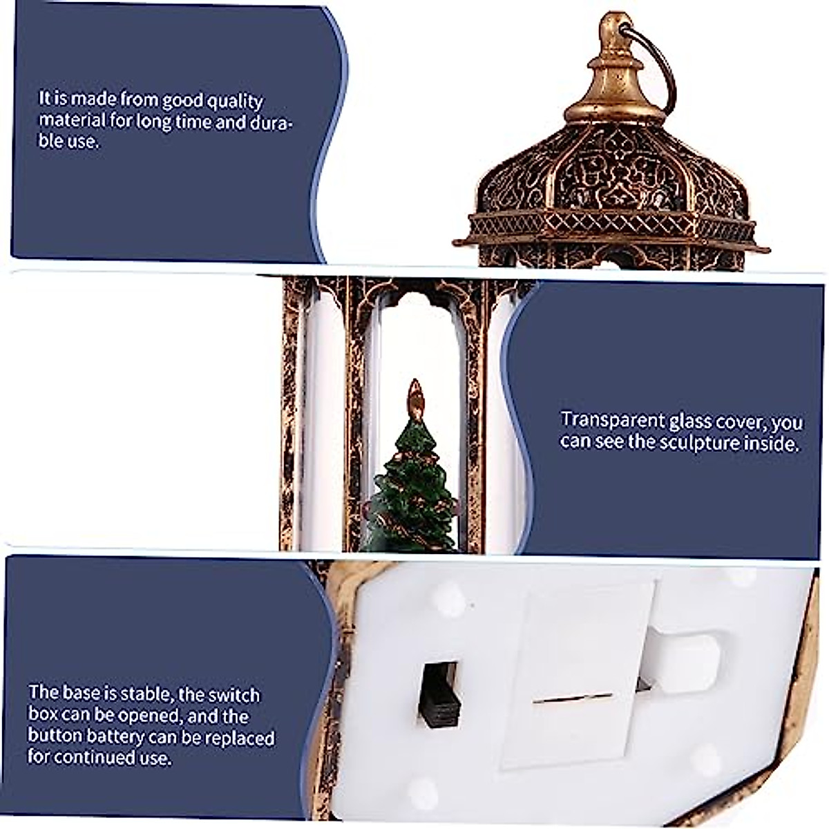 DOITOOL Christmas Lights Vintage Lantern LED Lantern Christmas Snow Globes Holiday Christmas Tabletop Lights Christmas Wind Lantern Plastic Xmas Light Vintage Christmas Light Tabletop Lamp