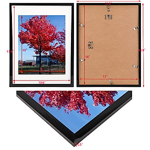Medog 11x14 Picture Frame Black Poster Frame 11x14 8x10 Picture Frame In Black With Mat Opening 8x10 Set of 1 Display Pictures 11x14 Inch or 8x10 Black Picture Frame Wall Mounting (P1U 1P BA)