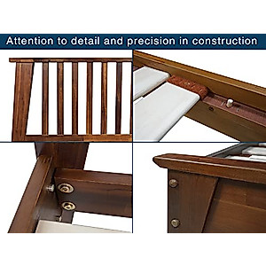 Acacia Kaylin Wooden Bed Frame with Headboard, Solid Wood Platform Bed with Wood Slat Support, No Box Spring Needed, Queen (U.S. Standard), Chocolate, 14 Inch, V1