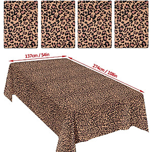 GoodSing 4 PCS Disposable Plastic Tablecloth, Table Cover for Kitchen Dinning Rectangle Tablecloths for Thanksgiving Christmas Wedding Parties Birthdays Home Decoration Leopard Print…