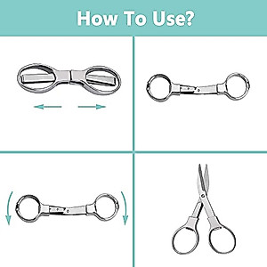 6 Pcs Folding Scissors, PIVHWIR Stainless Steel Portable Telescopic Scissors Safety Travel Trip Scissors for Home Camping Office