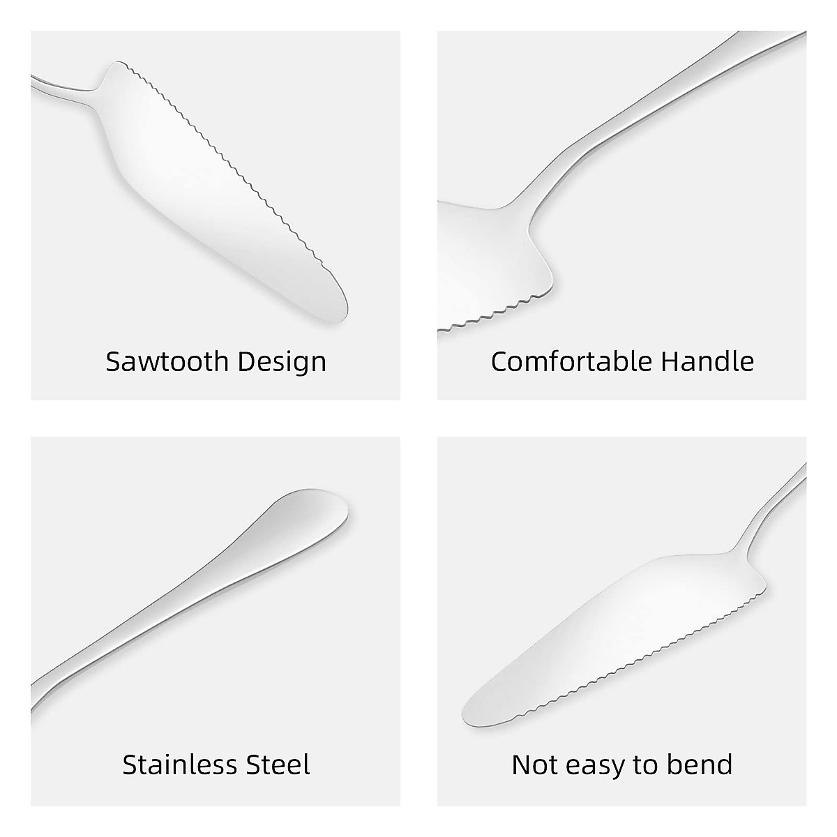 YEKUYEKU 6 Pieces Cake Slice, Cake Server, Silver Cake Knife, Stainless Steel Cake Slicer, Cake Cutter with Serrated Edges, Cake Pizza Pie Server for Kitchen, Party and Wedding