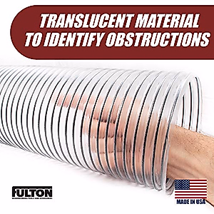 5" x 10' (5 inch diameter by 10 feet long) Ultra-Flex Clear Vue Heavy Duty PVC Dust, Debris and Fume Collection Hose - MADE IN USA!