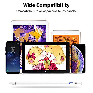 Stylus Pens for Touch Screens,Active Stylus Compatible with Apple,Magnetism Cover Cap, Universal for iPhone/iPad Pro/Mini/Air/Android and Other Touch Screens (White)