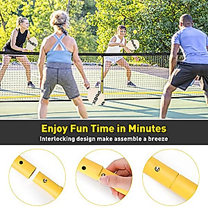 Deeliva Pickleball Set with Net Wheels for Driveway Portable Regulation Size Pickleball Net System with 4 Paddles, 6 Pickle Ball, Court Line Marker, Bag, Weather Resistant Metal Frame Outdoor Home