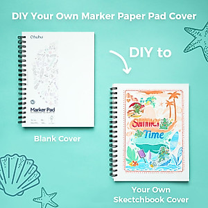 Ohuhu Double Sided Marker Pads Art Sketchbook Bleedproof - 7"x10" Large Paper Size - 90LB/150GSM Smooth Drawing Paper - 60 Sheets/120 Pages, Spiral Bound Sketching Book for Alcohol Markers Christmas