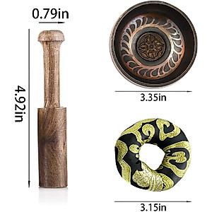 HYGD Black Tibetan Singing and Meditation Bowl Set with Cushion and Wooden Mallet Yoga Prayer Chakra Healing 3 1 Inches Easy to Carry
