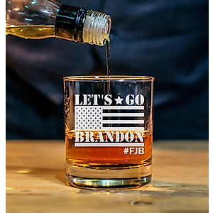 CARVELITA Let's Go Brandon 11oz Laser Engraved Christmas Whiskey Glass, FJB Old Fashion Rocks Glass, Gift For Republican or Conservative, Lets Go Brandon, Patriot Gifts