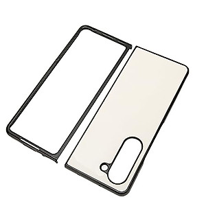 Shockproof Wear Resistant Phone Case for Samsung Galaxy Z fold 5 Case, PU Leather Flip Phone Cover for Samsung Fold 5 (Two Color Lychee Pattern White)