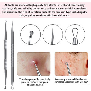 Xesscare Pimple Popper Tool Kit 7 Pcs Blackhead Remover Tool Comedones Tweezers Acne Extractor Blemish Whitehead Removal Tool for Facial, Nose and Forehead (Silver)