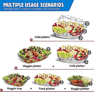 INNOVATIVE LIFE Fruit Trays for Serving for Party, 15 Inch Appetizer Serving Tray on Ice,Party Platters for Serving Food, Clear