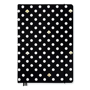 Kate Spade New York Take Note XL Vegan Leather Notebook, Black Bound Journal Includes 168 Pages, Polka Dots