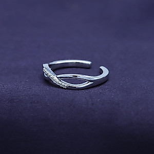 14k White Gold Over Sterling Silver White Natural Diamond Accent Infinity Toe Ring Adjustable