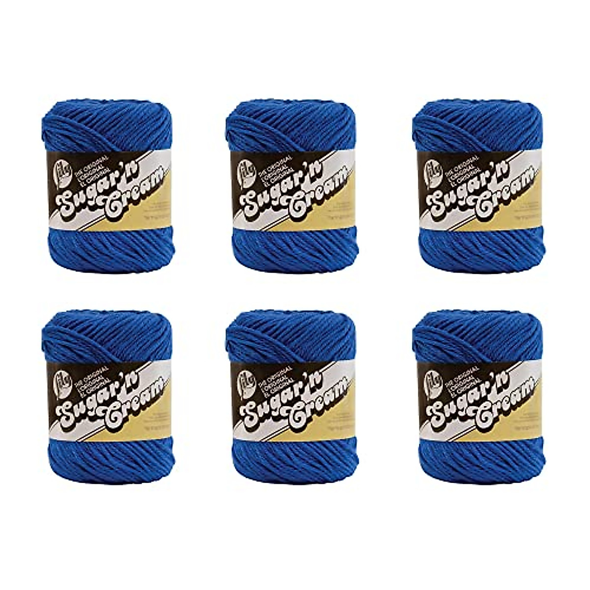 Lily Sugar'N Cream Dazzle Blue Yarn - 6 Pack of 71g/2.5oz - Cotton - 4 Medium (Worsted) - 120 Yards - Knitting/Crochet