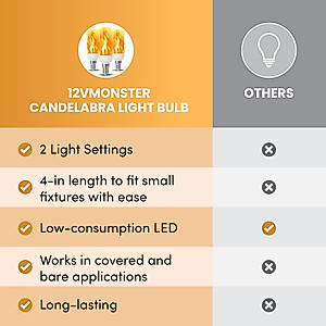 Flame Effect Chandelier LED Fire Candle Light Bulb Flaming Flicker E12 Candelabra Base Shape Novelty Lighting B11 Replacement Bulbs 12mm Diameter Fitting, 110MM / 4.25" Total Length 120V - 3 Pack