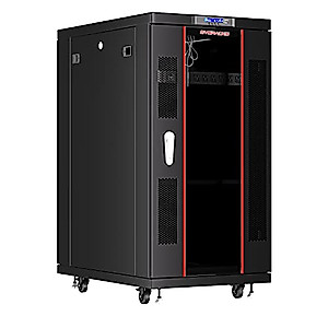 Server Rack - Locking Cabinet - Network Rack Cabinet Enclosure - 27U - Rack Mount - 32 Inch Deep - Server Cabinet - on Casters - Rack Shelf - Cooling Fan - Thermostat - Sysracks - SRF