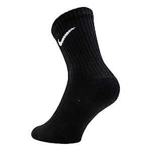 Nike Everyday Cushion Crew Training Socks, Unisex Nike Socks with Sweat-Wicking Technology and Impact Cushioning (3 Pair), Black/White, Large