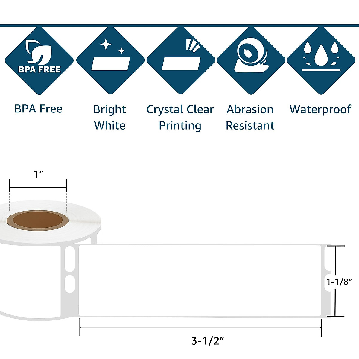 KCMYTONER Compatible with DYMO LW 30251 White Address Barcode Labels 1 1/8" x 3 1/2" Premium Self-Adhesive Replace for LabelWriter 450, 450 Turbo, 4XL, Rollo Zebra Printers, 8 Rolls (130/Roll)