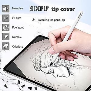 SIXFU Replacement Tips for Apple Pencil 2nd Generation & 1st, Apple Pen Tip with Paper Feel Silence Protector Cover for iPad Pencil 1 & 2 Gen iPencil Nibs(4 Pack)