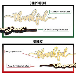 CM Originals Thanksgiving Table Decorations Plate Decor Table Place Cards Blessed, Thankful, Grateful Wood Signs Fall Dining Table Plate Ornament Farmhouse Home Table Setting Decor 6 Pack (Thankful 6, Grateful 6, Blessed 6 (18 Pack))