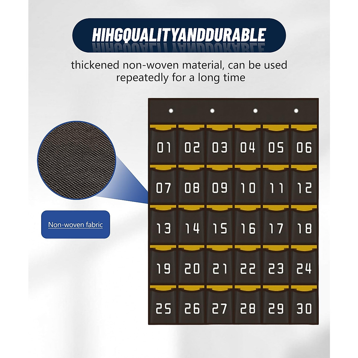 Numbered Hanging Pocket Chart, Classroom Mobile Phone Bag Digital Pocket, Wall Door Hanging Organizer for Teacher Student Hanging Cards Cell Phones Sundries (Fuchsia, 30 Pockets)