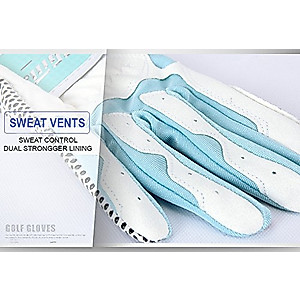 PGM Women's Golf Glove One Pair, Improved Grip System, Cool and Comfortable (blue, S)