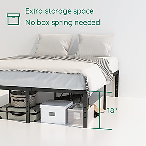 DiaOutro 18 Inch Queen Bed Frame Heavy Duty Metal Platform with Non Slip Mattress Gaskets
