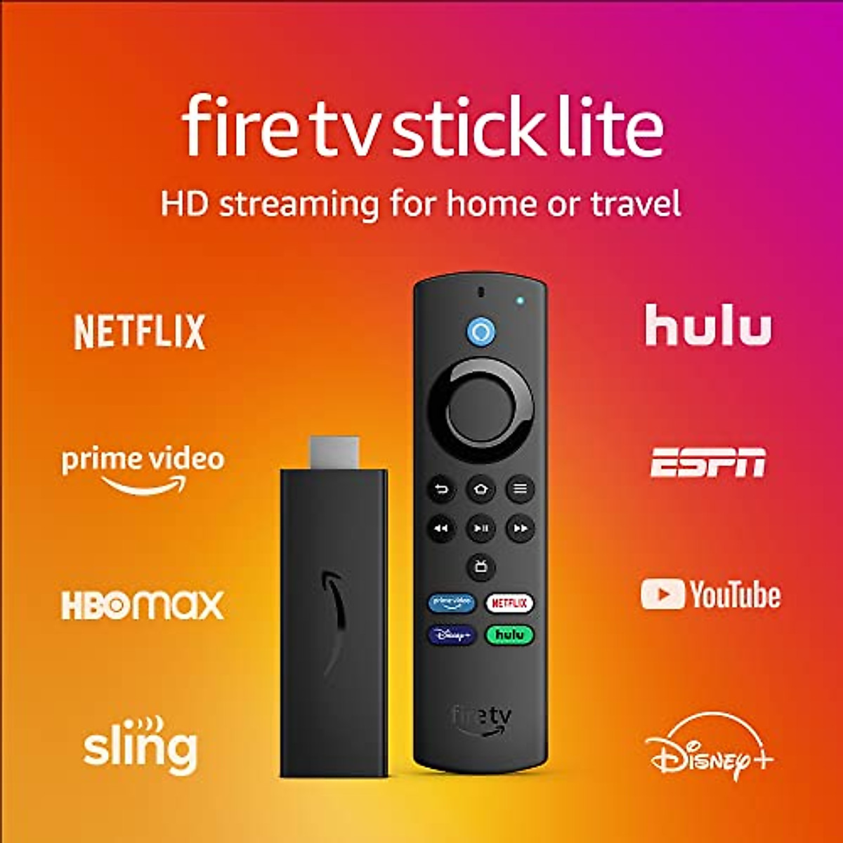 Fire TV Stick Lite, free and live TV, Alexa Voice Remote Lite, smart home controls, HD streaming