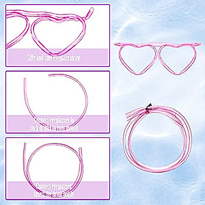8PCS Silly Straw Glasses, Reusable Fun Loop Drinking Straw Eye Glasses, Novelty Eyeglasses Straw for Party Annual Meeting Parties Birthday (4 Colors Heart)