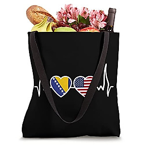 Bosnia Herzegovina USA Heartbeat Flag American Bosnian Tote Bag