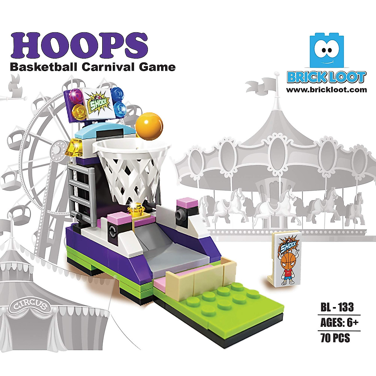Brick Loot Exclusive Set Hoops Basketball Carnival Game Toy Building Block Building Set, Custom Designed, Fully Compatible and Fits Lego and Major Brand Toy Building Blocks for Adults & Kids Age 6+