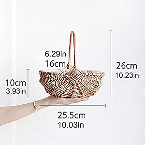WYI Rattan Flower Basket, Handmade Wicker Planter Basket with Plastic Liner & Handle, Woven Storage Basket for Home Wedding Garden Decoration, Brown,S(445MWRMURZRG2O2814UOR)