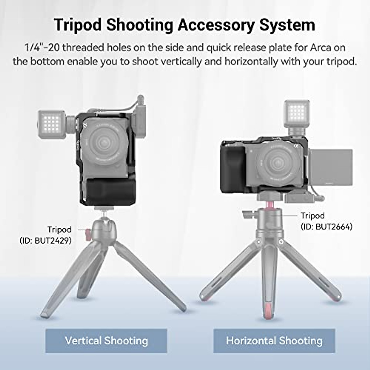 SMALLRIG ZV-E10 Cage with Silicone Handle and Built-in Threaded Holes, Cold Shoe and Quick Release Plate for Sony ZV-E10-3538