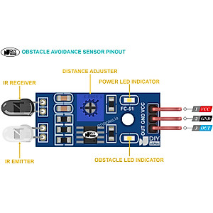 DIYables Infrared Obstacle Avoidance Sensor for Arduino, ESP32, ESP8266, Raspberry Pi, 2 Pieces