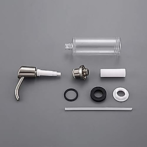 GORDEE Soap Dispenser for Kitchen Sink, Engineering Grade ABS Pump Head, Refill from The Top, Built in Sink Countertop with 11.8 OZ(350ML) PET Liquid Soap Bottle, F035 Brushed Nickel