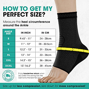 Modvel Foot & Ankle Brace Socks for Sprained Ankle Compression Sleeve - Foot Support for Women & Men - Tendonitis & Arthritis Ankle Brace Sports Running, Torn Ligaments & Women Stabilizing Ankle Wrap
