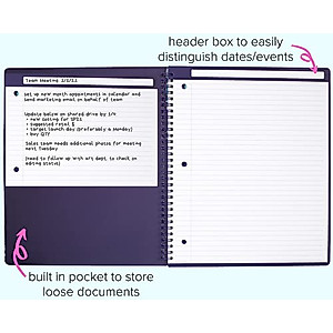 Vera Bradley Blue Large Spiral Notebook, College Ruled Paper, 11" x 9.5" with Pocket and 160 Lined Pages, French Paisley